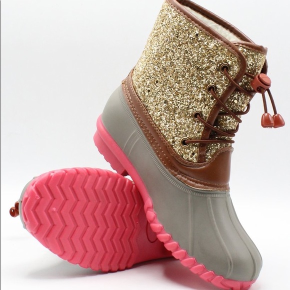 Shoeroom21 boutique | Shoes | New Girls Gold Glitters Duck Boots | Poshmark